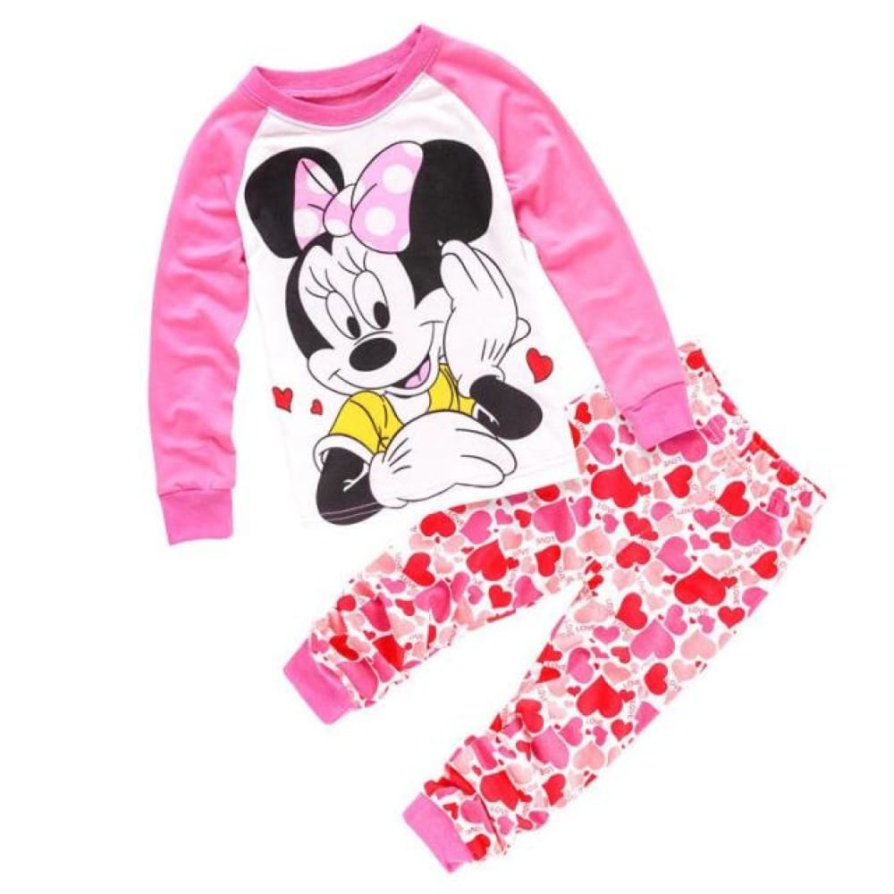 Zweiteiliger rosa-weißer Pyjama mit Minnie-Mouse-Motiv • Alle-schlafanzuge