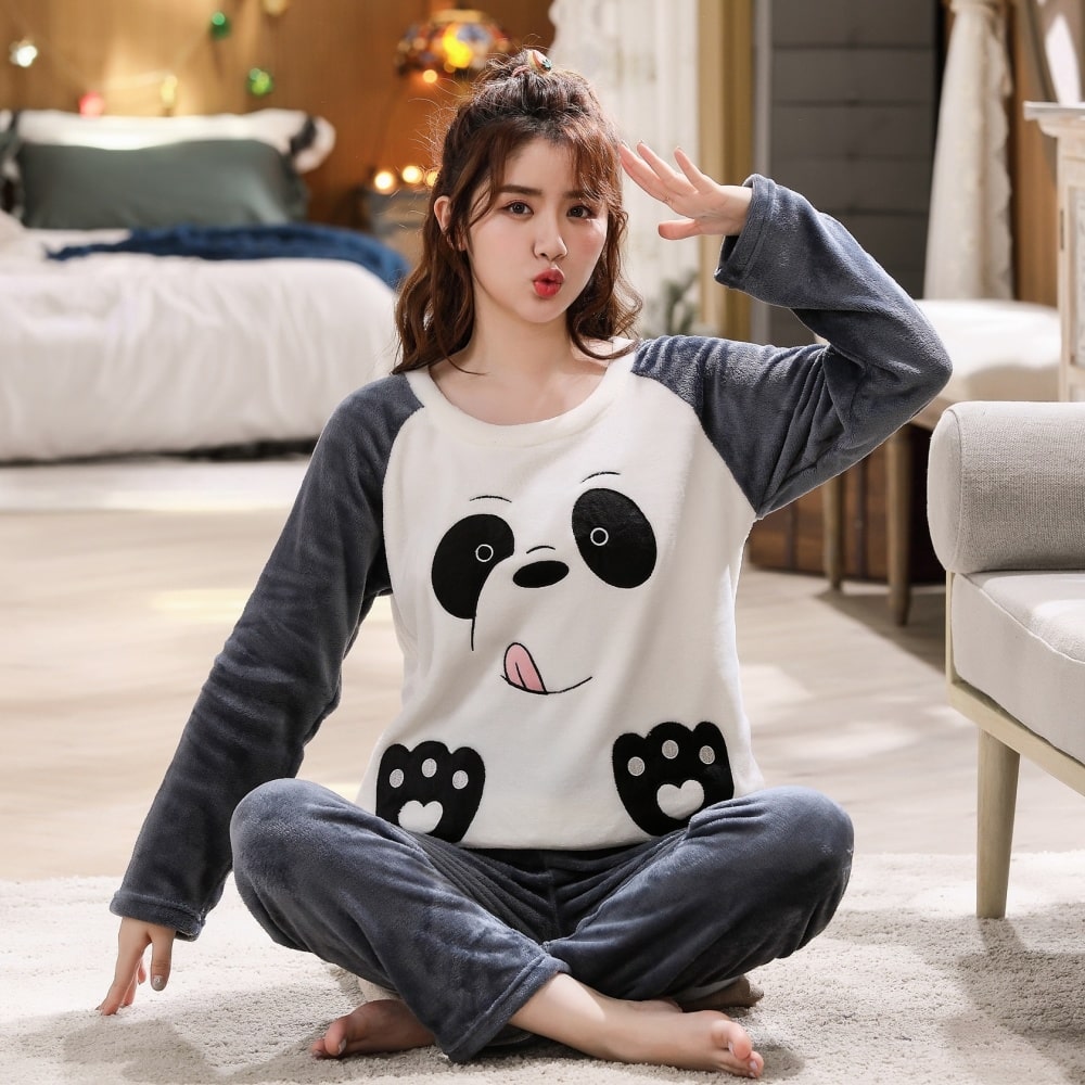 Unisex Panda Fleece-Pyjama • Alle-schlafanzuge