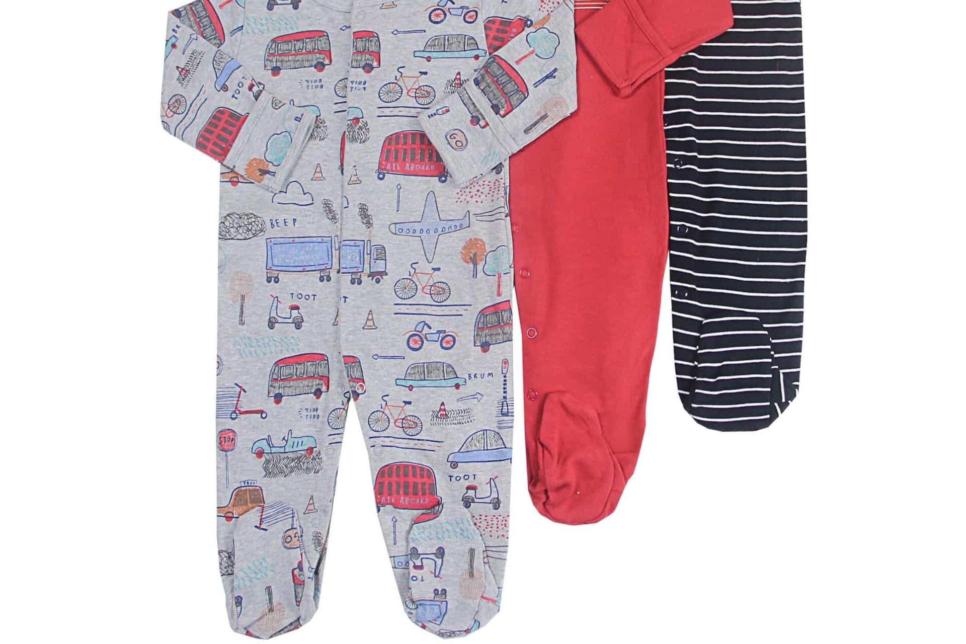 Dreiteiliger Baby-Pyjama mit Fahrzeug- und Streifenmuster • Alle ...